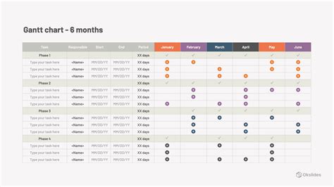 Gantt Chart 6 Months Template Okslides