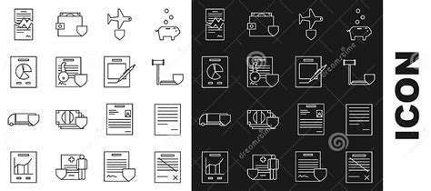 Set Line Delete File Document Document Judge Gavel With Shield Plane