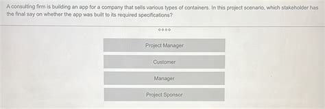 Solved A Consulting Firm Is Building An App For A Company That Sells Various Types Of
