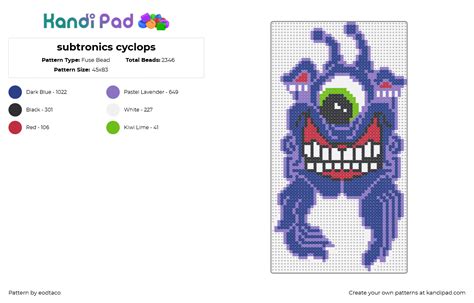 Subtronics Cyclops Fuse Bead Pattern Kandi Pad Kandi Patterns Fuse