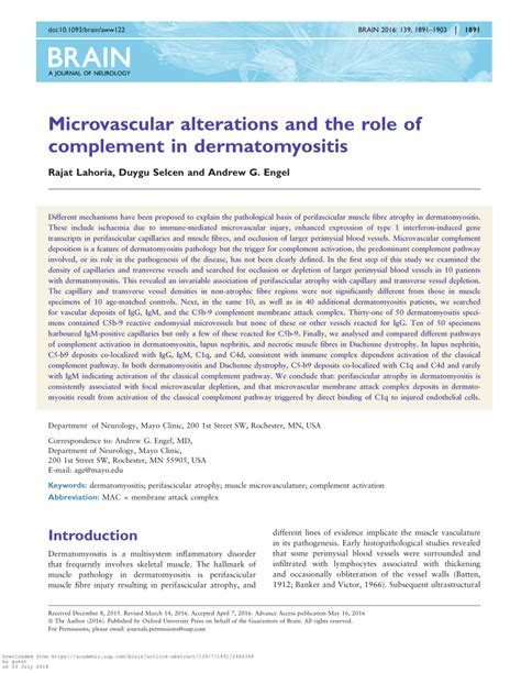 Pdf Microvascular Alterations And The Role Of Complement In
