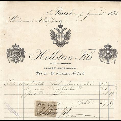 Hellstern And Sons Facture De La Maison De Chaussures 1 And 3 Rue Du Diktats