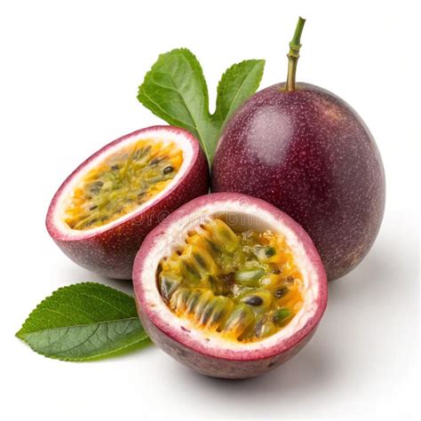 Passion Fruit Passiflora Edulis Isolated On White Background Stock