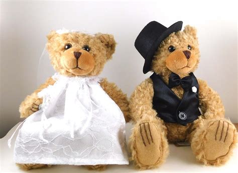 Bride And Groom Teddy Bears Wedding T Brown Wedding Bears For