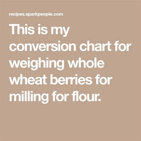 Whole Wheat Berries To Ground Flour Conversion Chart