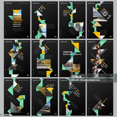 Template Brosur Kreatif Dengan Elemen Kertas Origami Segitiga