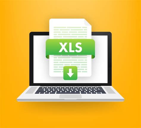 Xls 다운로드 버튼 Xls 레이블 및 아래쪽 화살표 기호가 있는 문서 개념 파일 다운로드 프리미엄 벡터