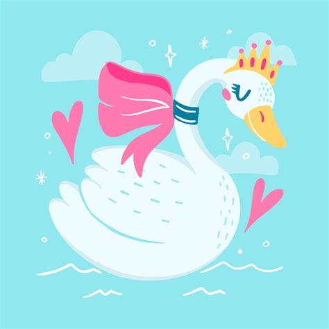 Free Vector Swan Princess Wearing A Gold Crown
