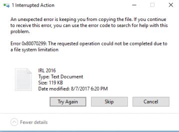 Fix Error X The Requested Operation Could Not Be Completed