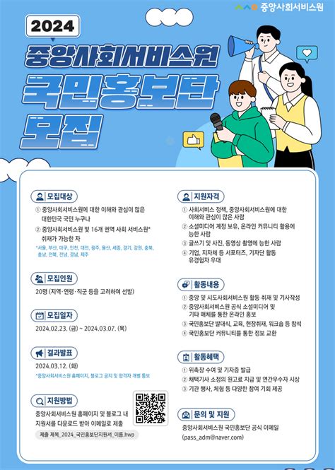 중앙사회서비스원 2024년 중앙사회서비스원 국민홍보단 모집