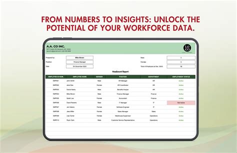 Sample Headcount Report Template In Excel Google Sheets Download Template Net