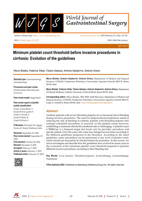 Pdf Minimum Platelet Count Threshold Before Invasive Procedures In