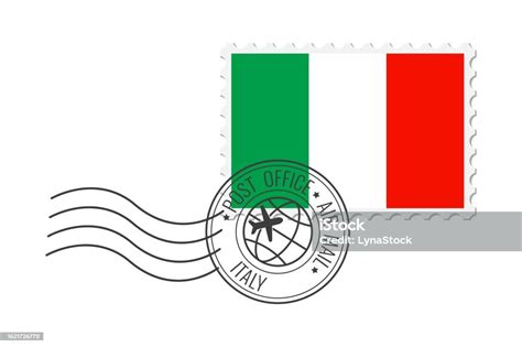 イタリアの郵便切手白い背景にイタリアの国旗を持つはがきのベクターイラスト イタリアのベクターアート素材や画像を多数ご用意 イタリア