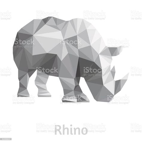 양식된 Rhino 흰색 배경에 고립입니다 낮은 폴 리 삼각 스타일에서 만든 벡터입니다 코뿔소에 대한 스톡 벡터 아트 및 기타