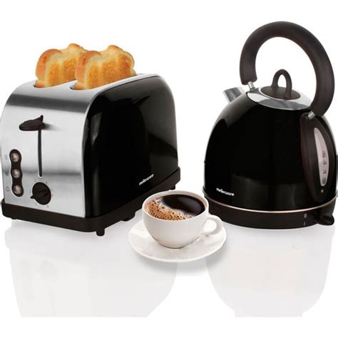 Mellerware Kettle And Toaster Breakfast Pack Stainless Steel And Black
