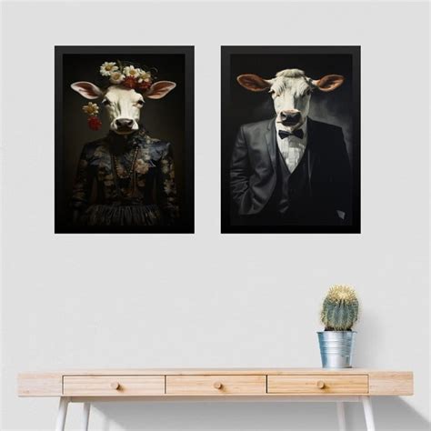 Kit 2 Quadros Boi E Vaca Elegantes Elo7 Produtos Especiais