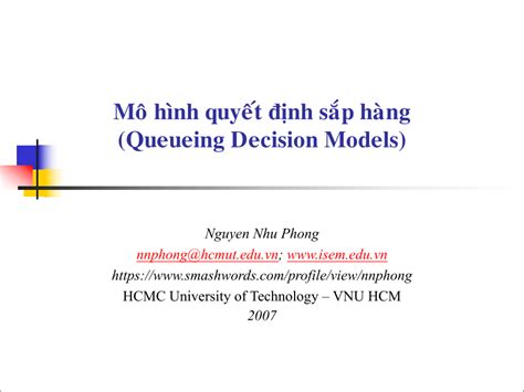 Pdf Queueing Decision Models