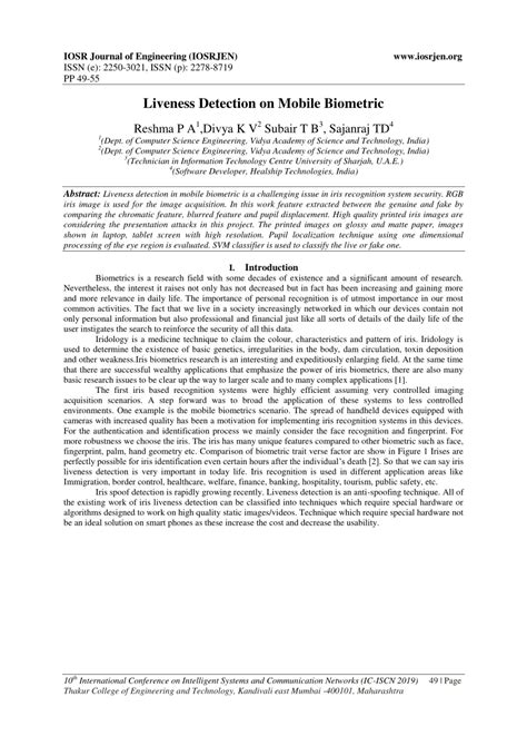 PDF Liveness Detection On Mobile Biometric