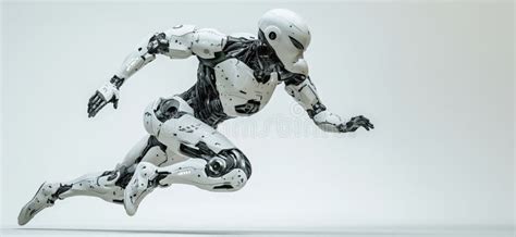 Running Robot Humanoid Sleek Design Futuristic Technology Dynamic