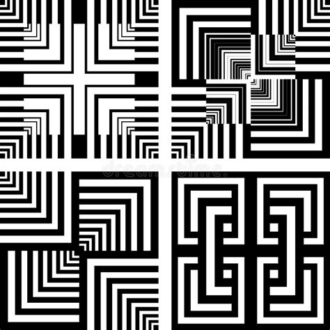 Seamless Geometric Patterns Set Stock Vector Illustration Of Square