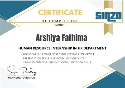 Arshiya Fathima On Linkedin Internship Humanresource Intern