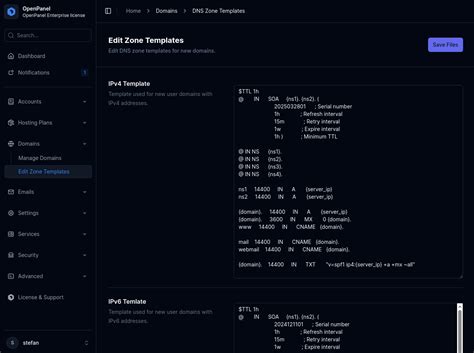 Edit Zone Templates Openpanel
