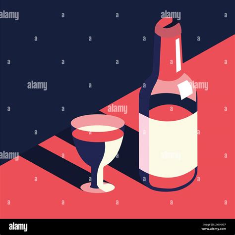 Still Life Alcohol Glass Drink Bottle Illustration Stock Vector Image