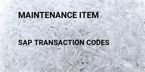 Maintenance Item Tcode In Sap Transaction Codes List
