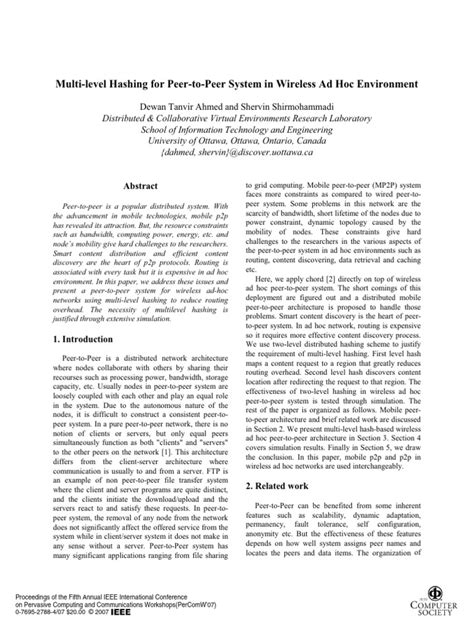 15 Multi Level Hashing For Ptp System In Wireles Adhoc Environment