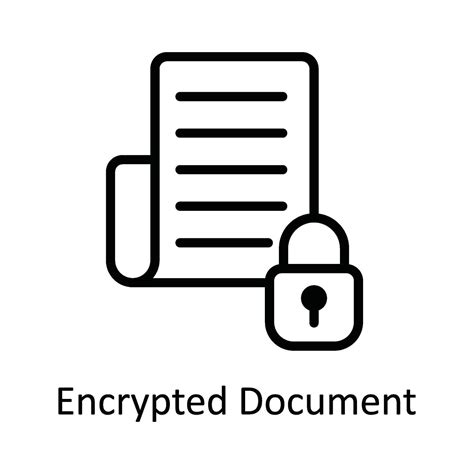 Encrypted Document Vector Outline Icon Design Illustration Cyber Security Symbol On White