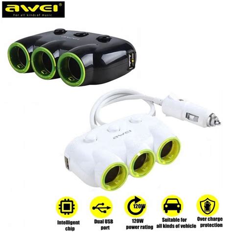 Awei C Car Charger Socket Adapter With USB Port Lazada PH