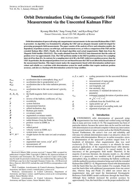 Pdf Orbit Determination Using The Geomagnetic Field Measurement Via