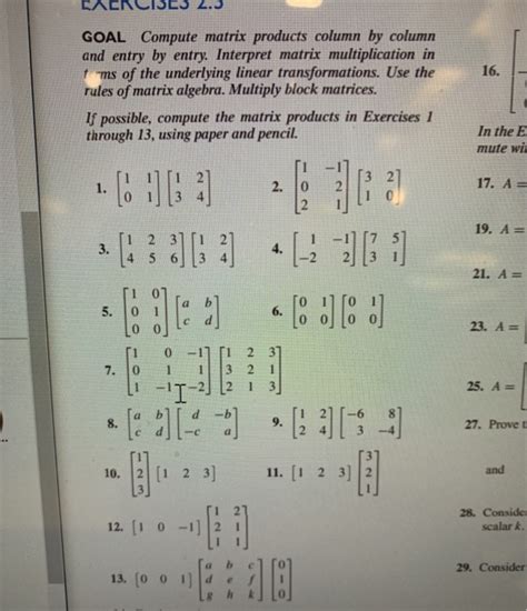 Solved 16 Goal Compute Matrix Products Column By Column And