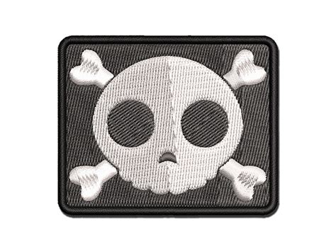 Cute Simple Skull And Crossbones Multi Color Embroidered Iron On Or
