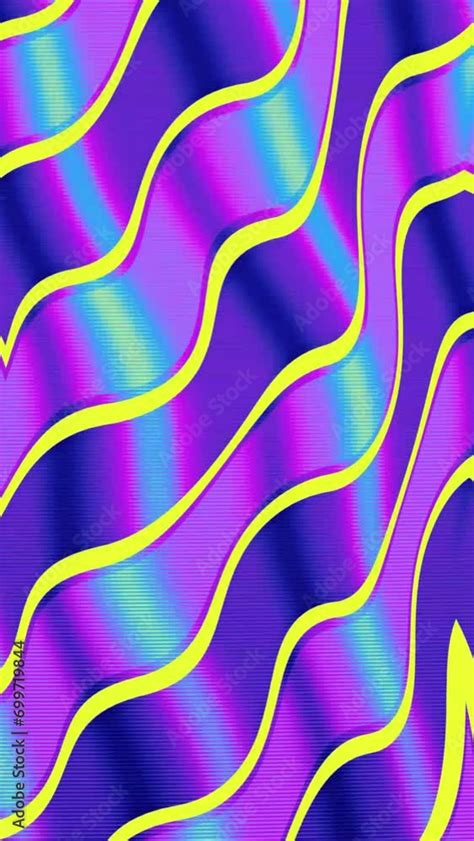 Vidéo Stock A Vertical Psychedelic Waveform Vintage Moving Pulsing Waves Contrast Colorful