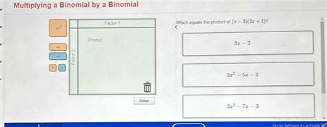 Solved Multiplying A Binomial By A Binomial Which Equals The Product