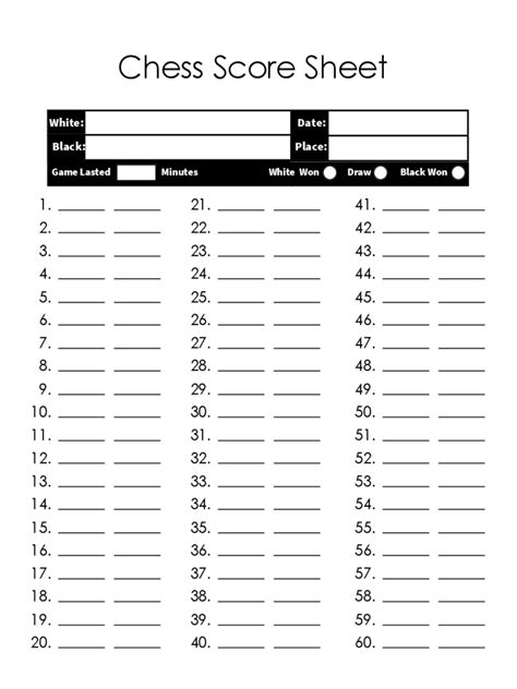 Free Printable Chess Notation Sheets Templates Printable