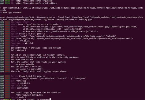 Nodejs Npm Install Persistent Error Node Gyp Build Stack