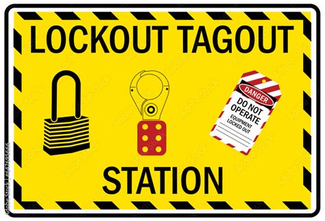 Poster Lock Out Sign And Labels Lockout Tagout Station Wall Art