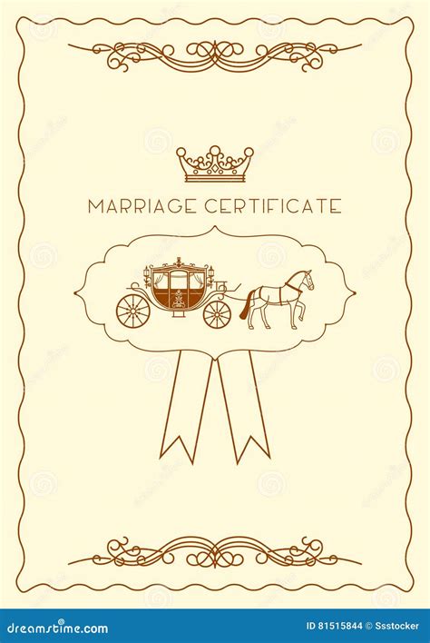 Marriage Certificate Document Template Vector Illustration