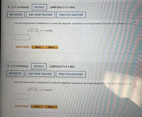 Solved Use The Trigonometric Substitution To Write The Chegg