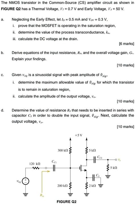 Solved The Nmos Transistor In The Common Source Cs Amplifier Circuit