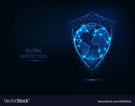 Futuristic Glowing Low Polygonal Shield Royalty Free Vector