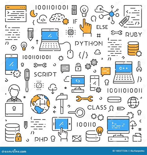 Modern Line Web Concept For Programming Stock Illustration