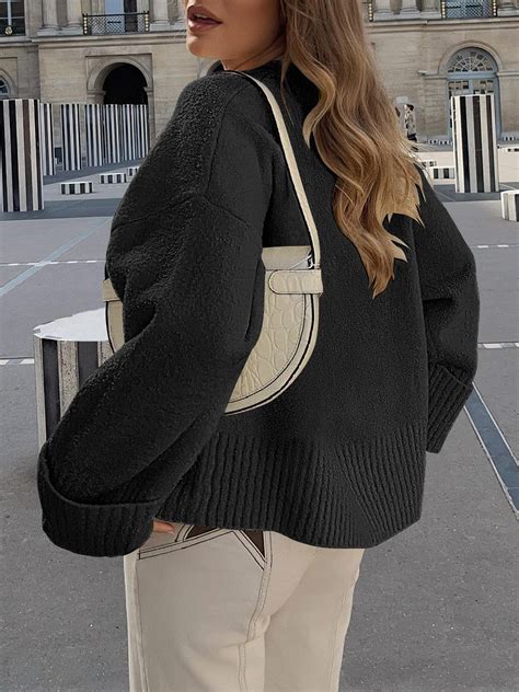 Logene Womens Oversized Fuzzy Crewneck Long Sleeve Sweaters Casual