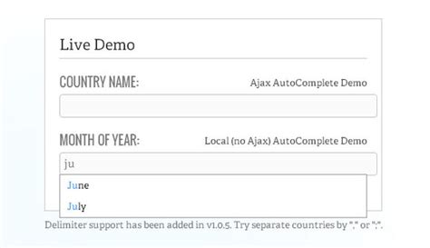 JQuery Auto Complete Auto Suggest Text Input Jquery Text Country
