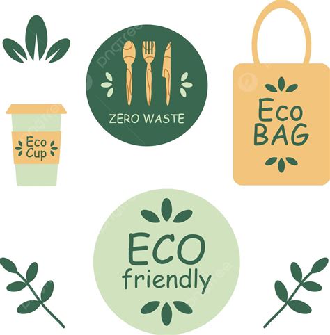 Eco Stickersvector Leafs Flat Zero Waste Vector Leafs Flat Zero Waste PNG And Vector With