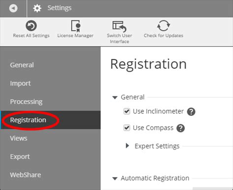 processing and registration settings in scene faro® knowledge base