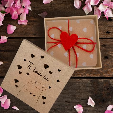 Caixa Presente Divertido Bento Flork Ti Love MDF Caixinha Decorada