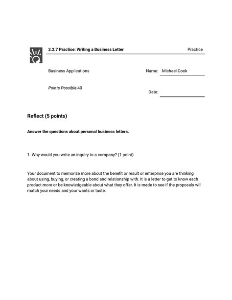 2 2 7 Practice Writing A Business Letter 2 2 Practice Writing A